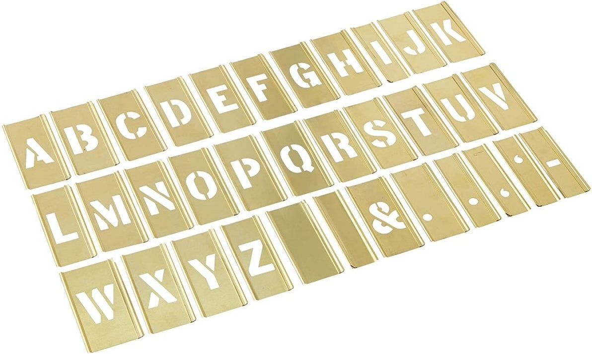 33 Piece Interlocking Brass Stencil Sets (All letters A-Z + Punctuatio ...